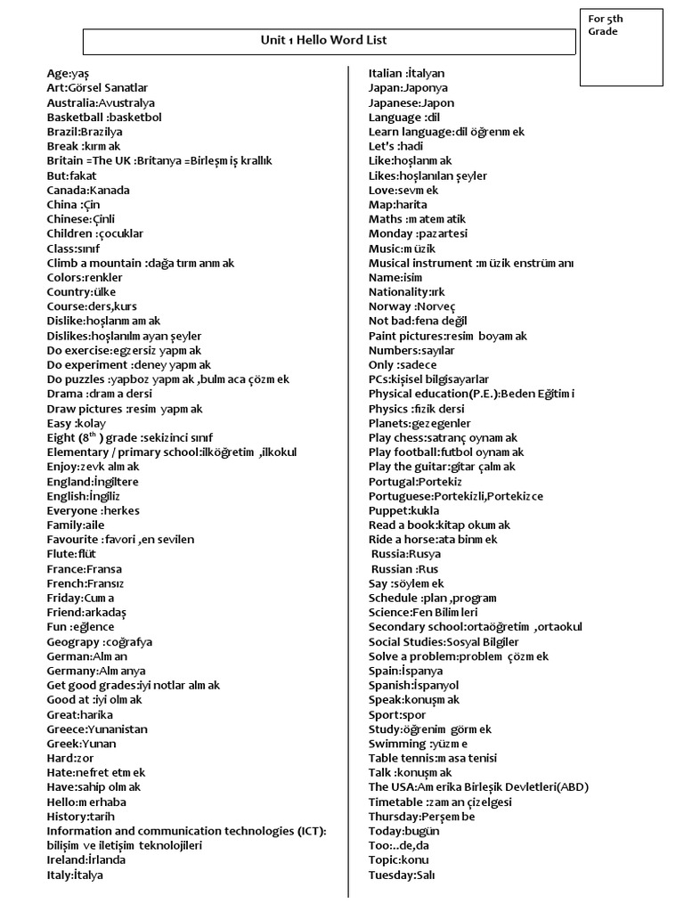 Word List | PDF