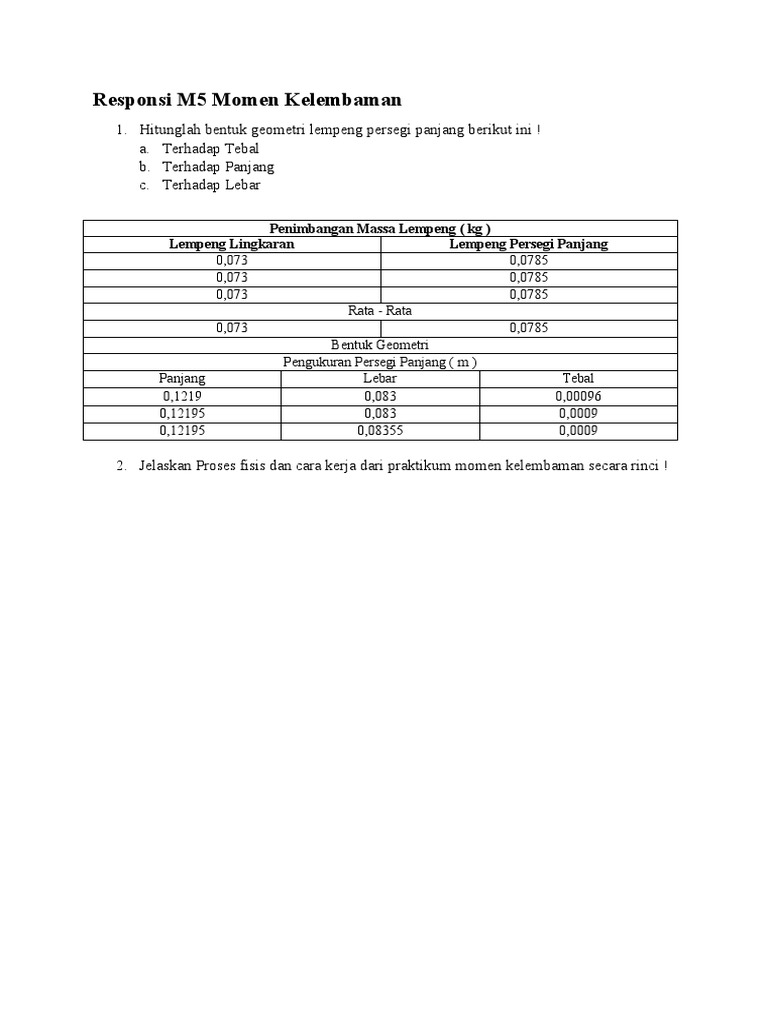 Responsi M5 Momen Kelembaman | PDF | Sains & Matematika