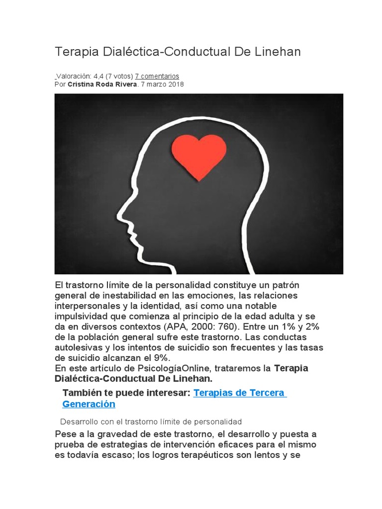 Terapia Dialéctica-Conductual de Linehan | PDF | Psicoterapia ...