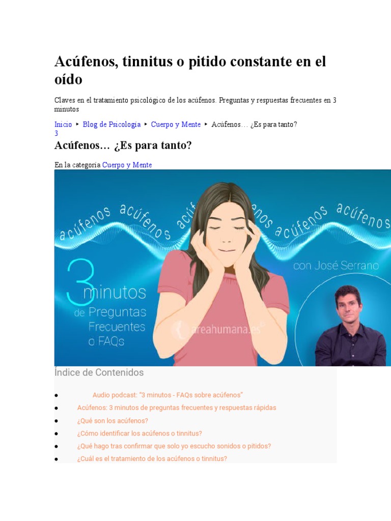 Acúfenos | PDF | Tinnitus | Las emociones
