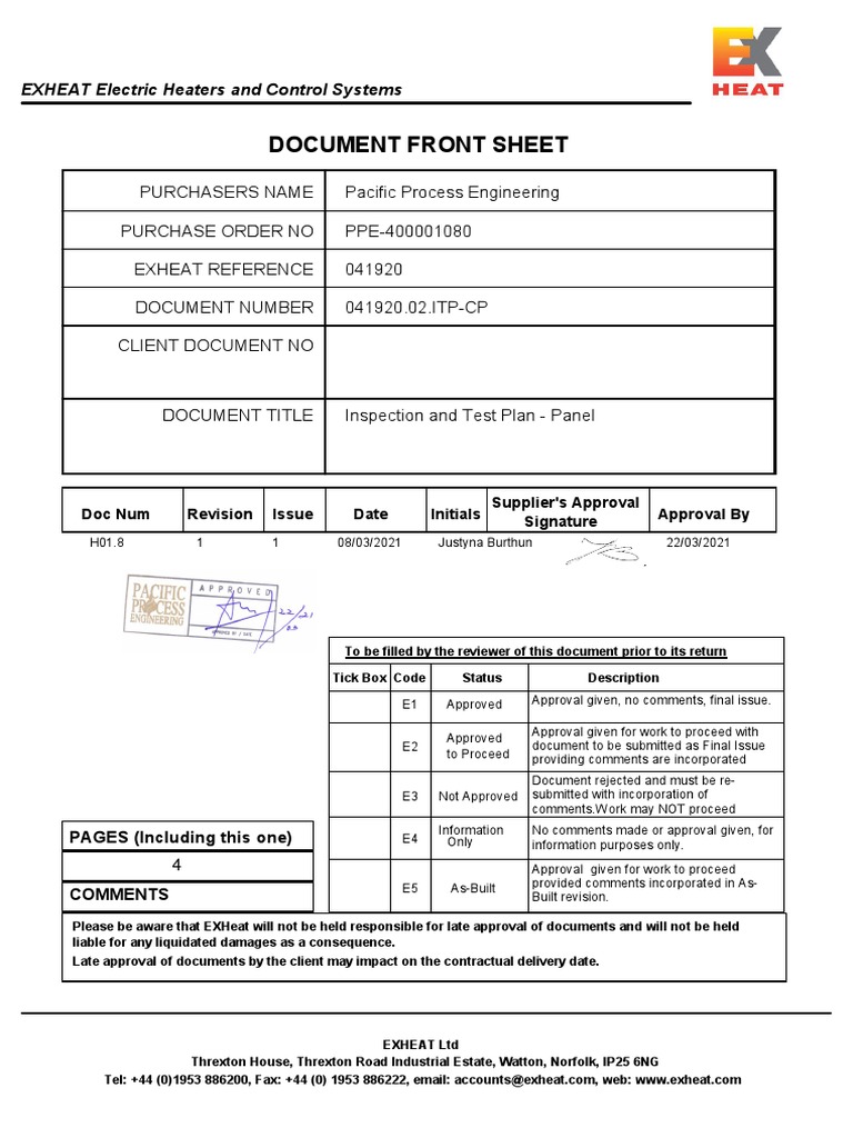 ITP For Panel - Rev 1 | PDF