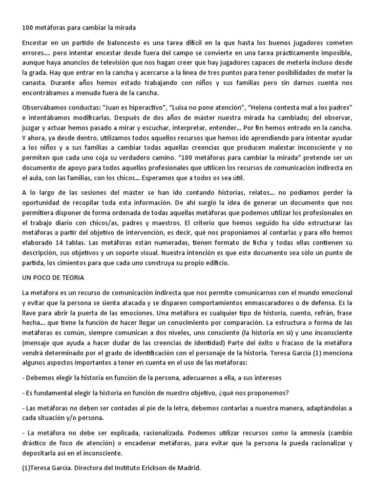 100 Metáforas para Cambiar La Mirada | PDF | Las emociones | Metáfora
