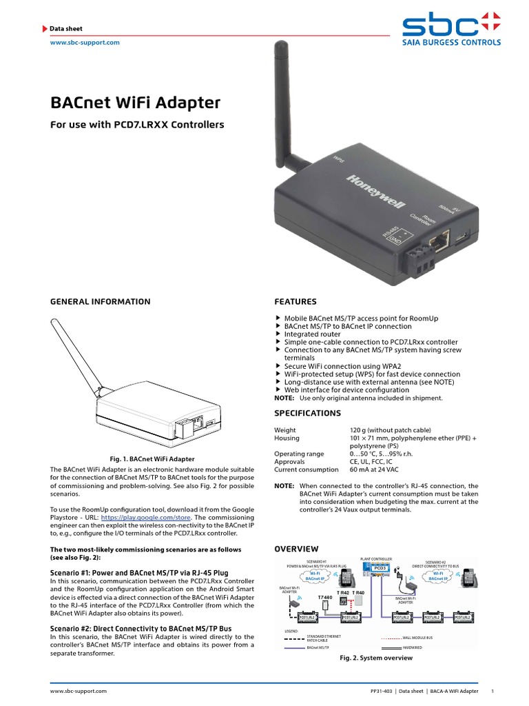 Bacnet Wifi Adapter: For Use With Pcd7.Lrxx Controllers | PDF | Wi Fi ...
