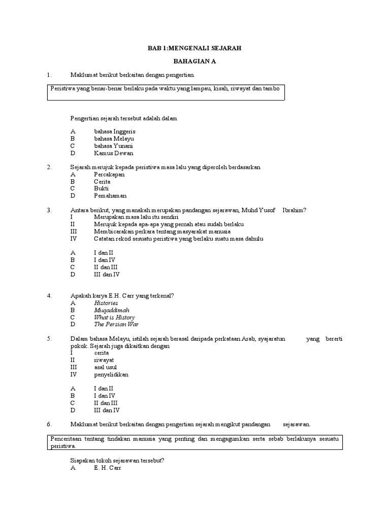 Latihan Obj Sej Bab 1 Dan 2 | PDF