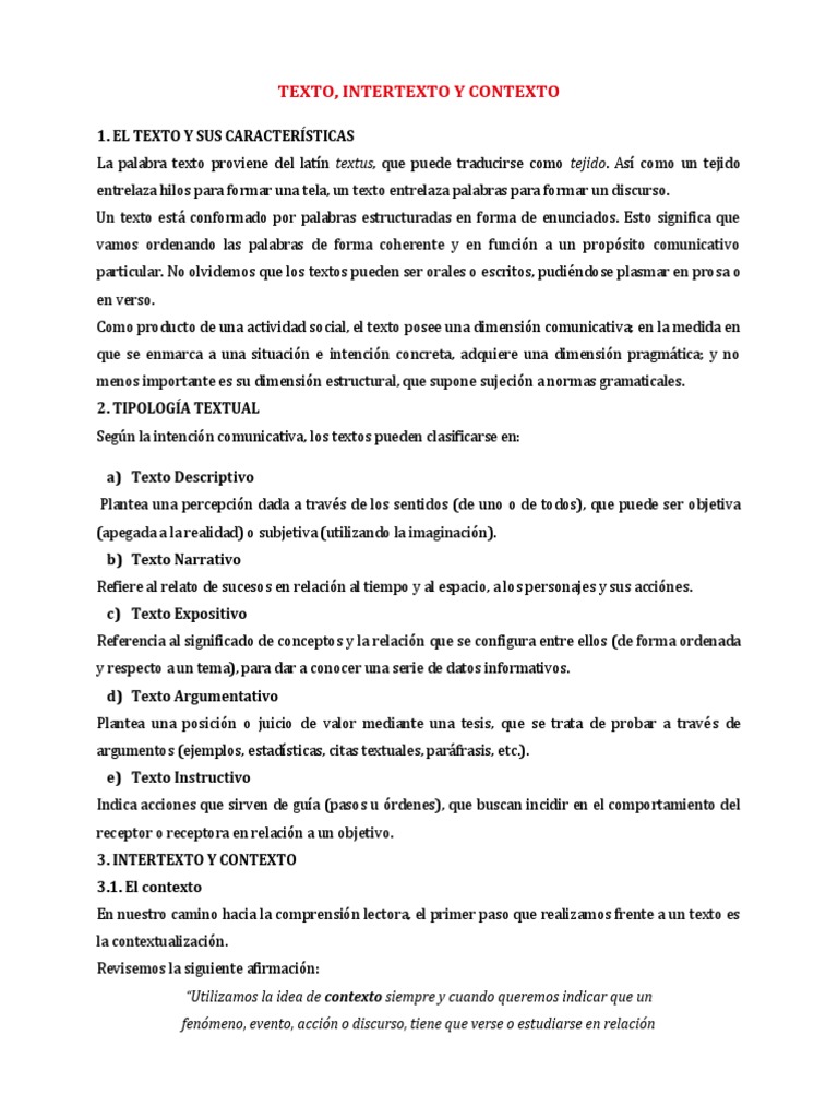 El Texto, Intertexto y Contexto | PDF | Intertextualidad | Cognición