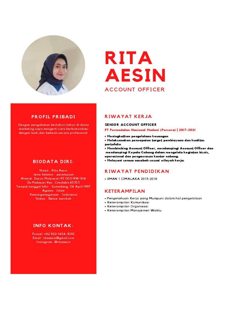 Merah Muda Feminin Modern Resume | PDF | Bisnis