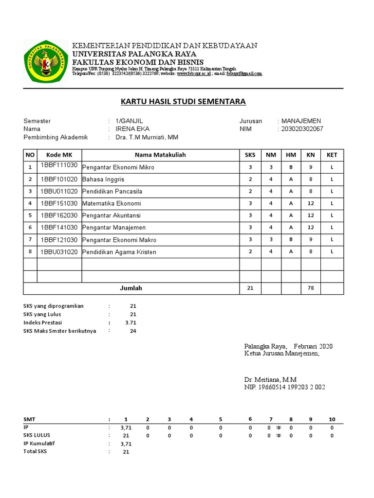 Format Khs Irena | PDF