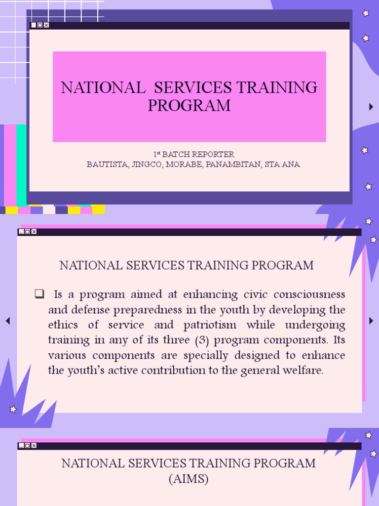 National Services Training Program: 1 Batch Reporter Bautista, Jingco ...
