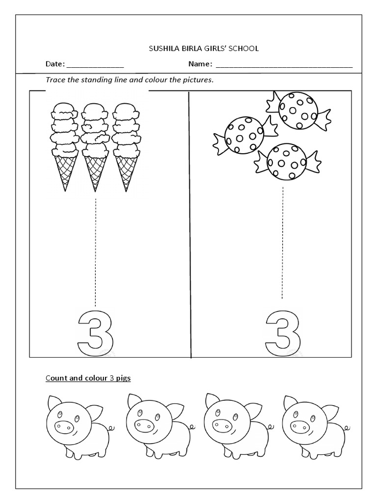 Trace The Standing Line and Colour The Pictures | PDF