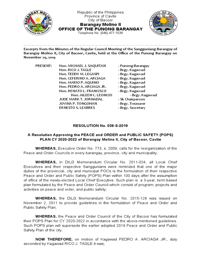 Resolution On Approving Pops Plan - 2020-2022 | PDF | Philippines ...