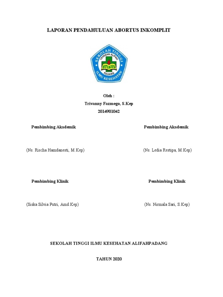 Laporan Pendahuluan Abortus Inkomplit | PDF | Sains & Matematika