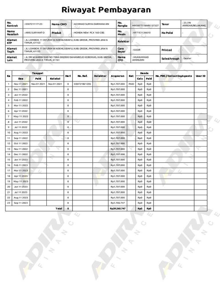Kartu Piutang 030721117123 | PDF