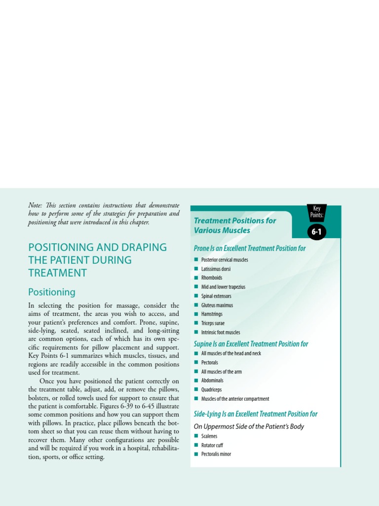 Massage Positioning & Draping Guide | PDF | Pelvis | Anatomical Terms Of Motion