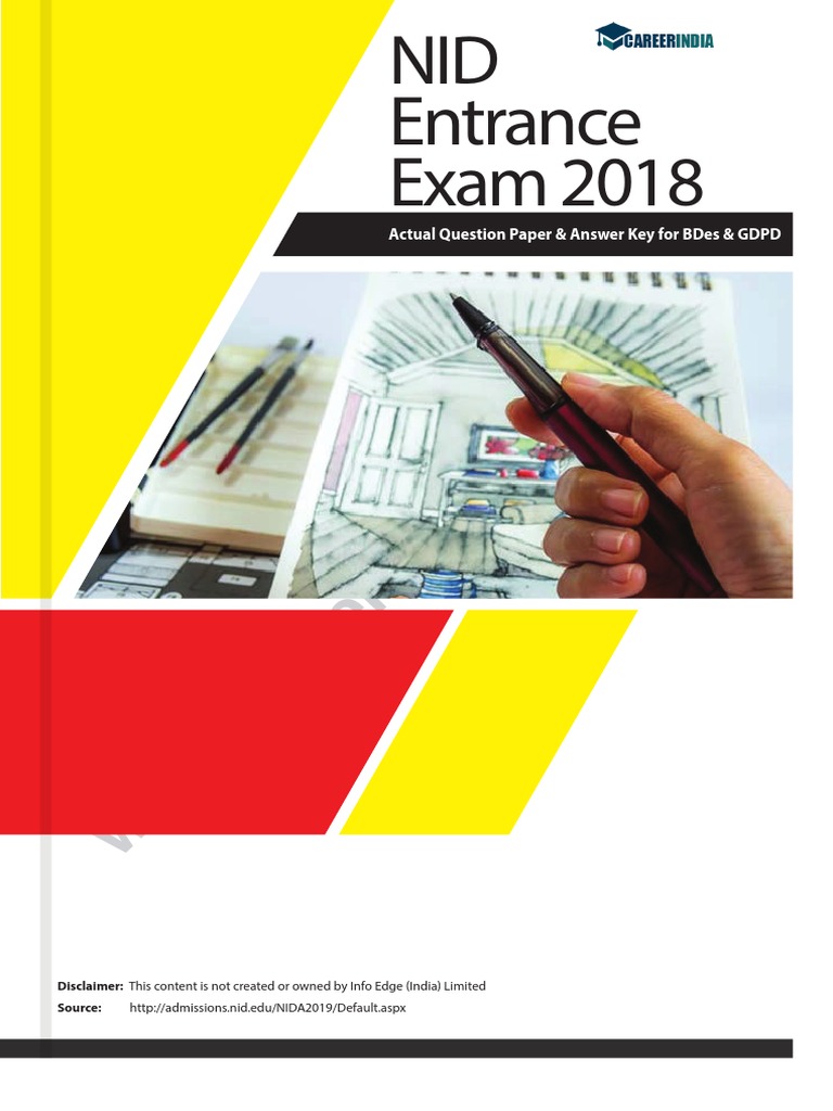 Nid Entrance Exam 2018: Actual Question Paper & Answer Key For Bdes ...