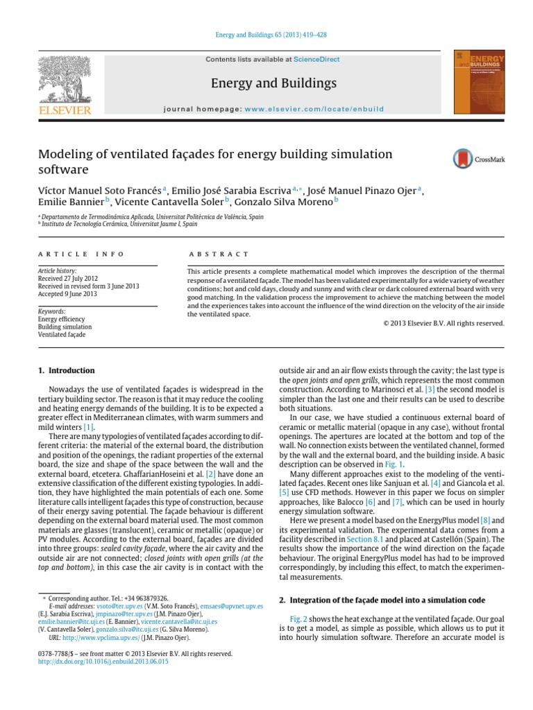 Modeling of Ventilated Facades For Energy Building Simulation Software ...