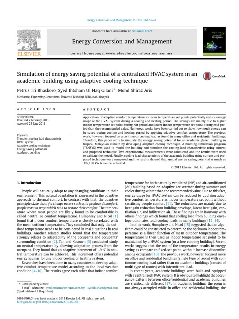 Simulation of Energy Saving Potential of A Centralized HVAC System in ...