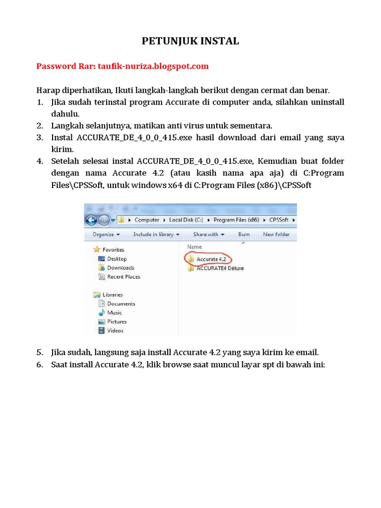 Petunjuk Instal & Password Rar | PDF
