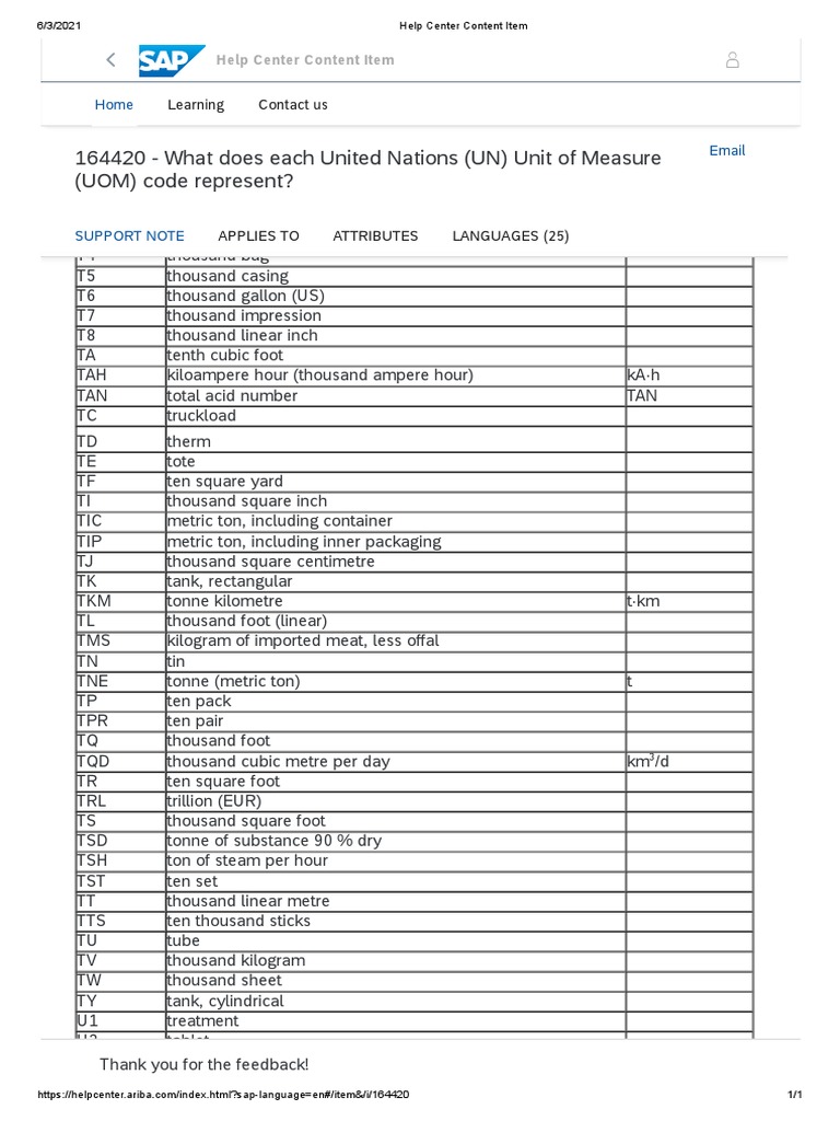 UN Unit of Measure Code Guide | PDF | International System Of Units ...