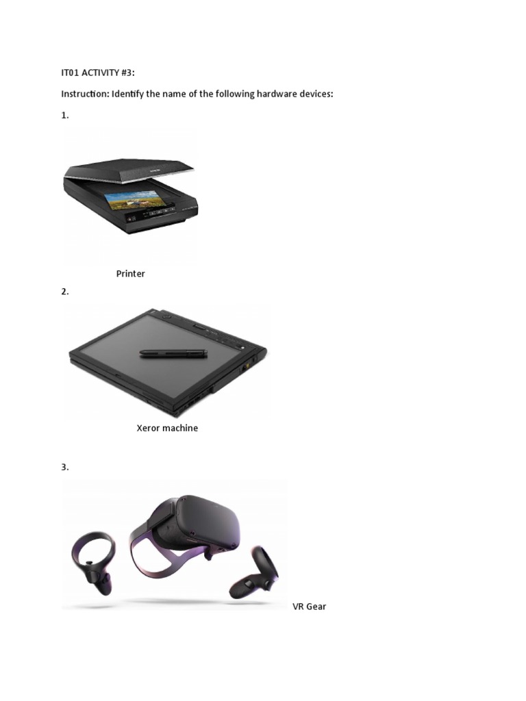 It01 Activity #3: Instruction: Identify The Name of The Following ...