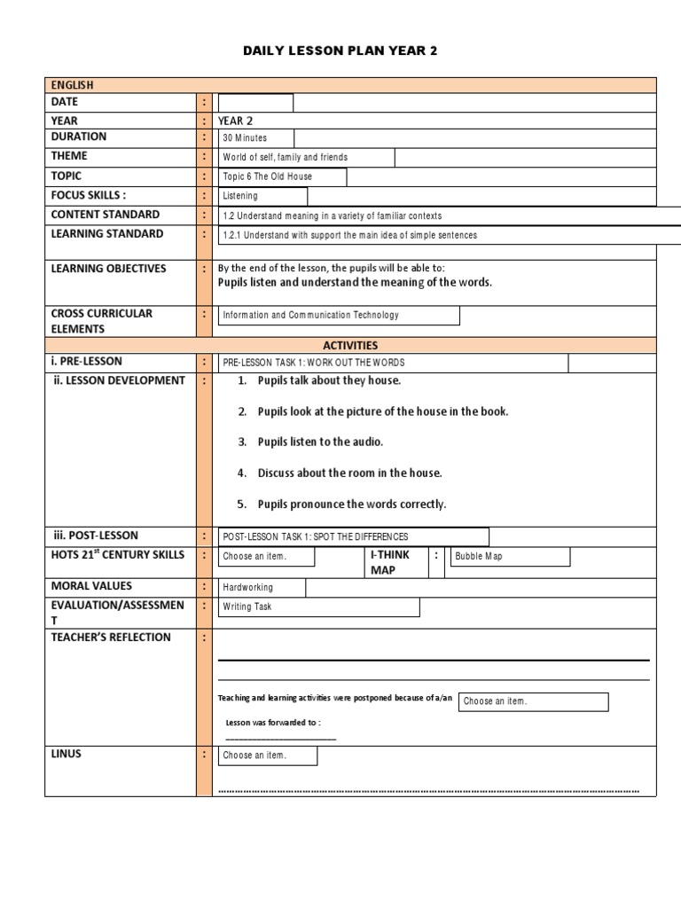 Year 2 Complete Lesson Plan | PDF | Language Arts & Discipline ...