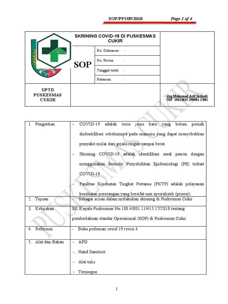 Sop-Ppi Skrining Revisi 4B Indra 2 | PDF
