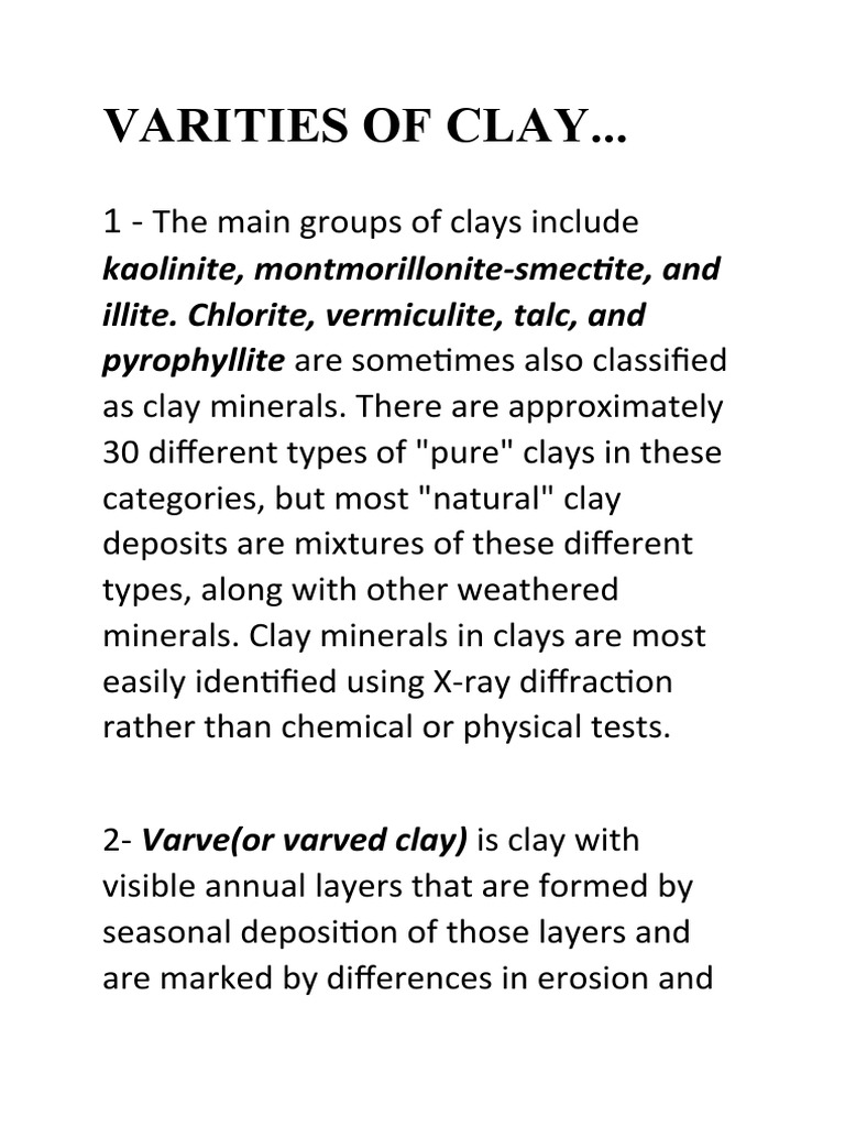 Varities of Clay.. | PDF