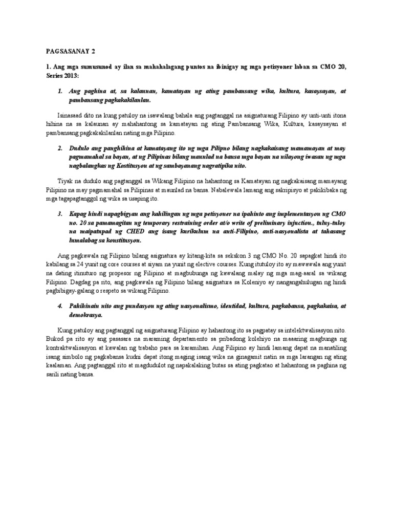 PAGSASANAY 2 Filipino | PDF