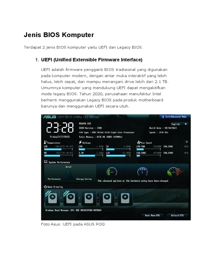 Perbedaan UEFI dan Legacy BIOS | PDF