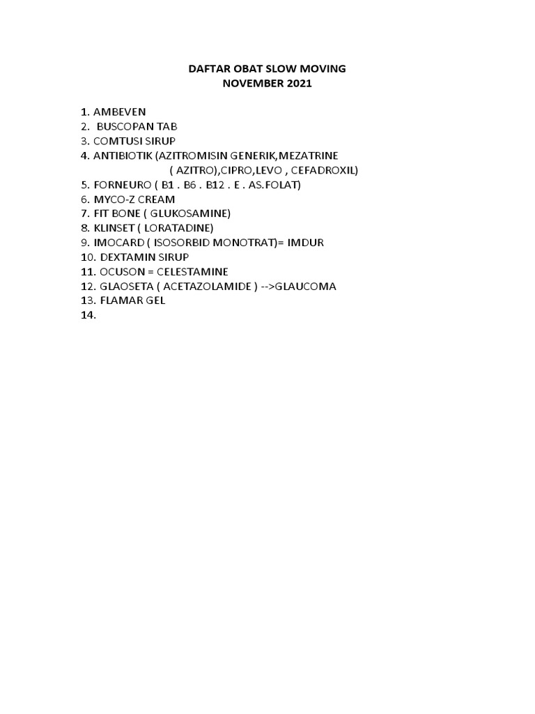 Obat Slow Moving | PDF