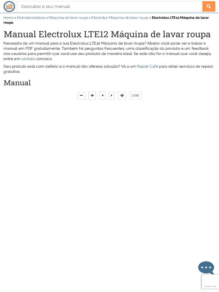 Manual Electrolux LTE12 Máquina de Lavar Roupa | PDF | Privacidade na ...