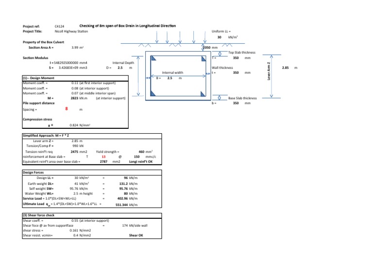 Box-Culvert Design (Longitudinal Section) | PDF | Shear Stress | Economic Sectors