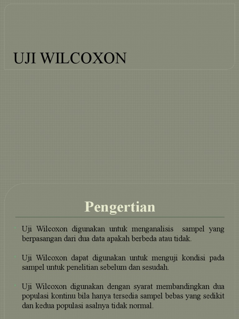 Panduan Uji Wilcoxon untuk Penelitian | PDF