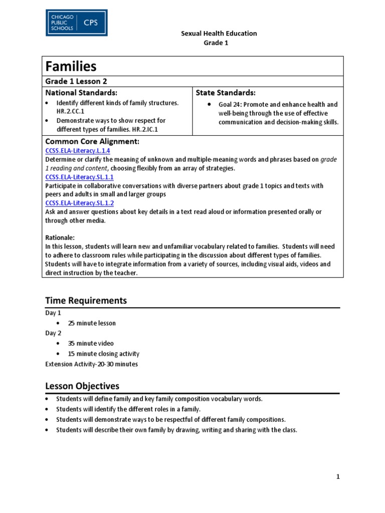 Lesson 2 - Families Lesson Plan | PDF | Family | Parent