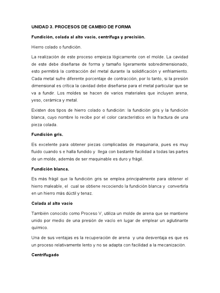 Procesos de Cambio de Forma en Metales | PDF | Extrusión | Fundición ...