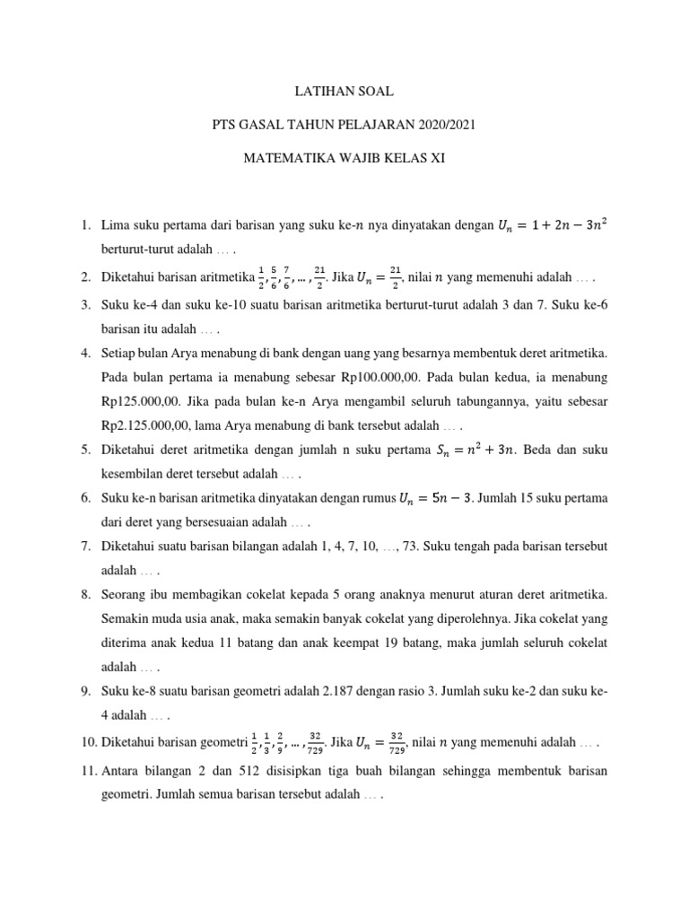 Latihan Soal Pts Gasal | PDF