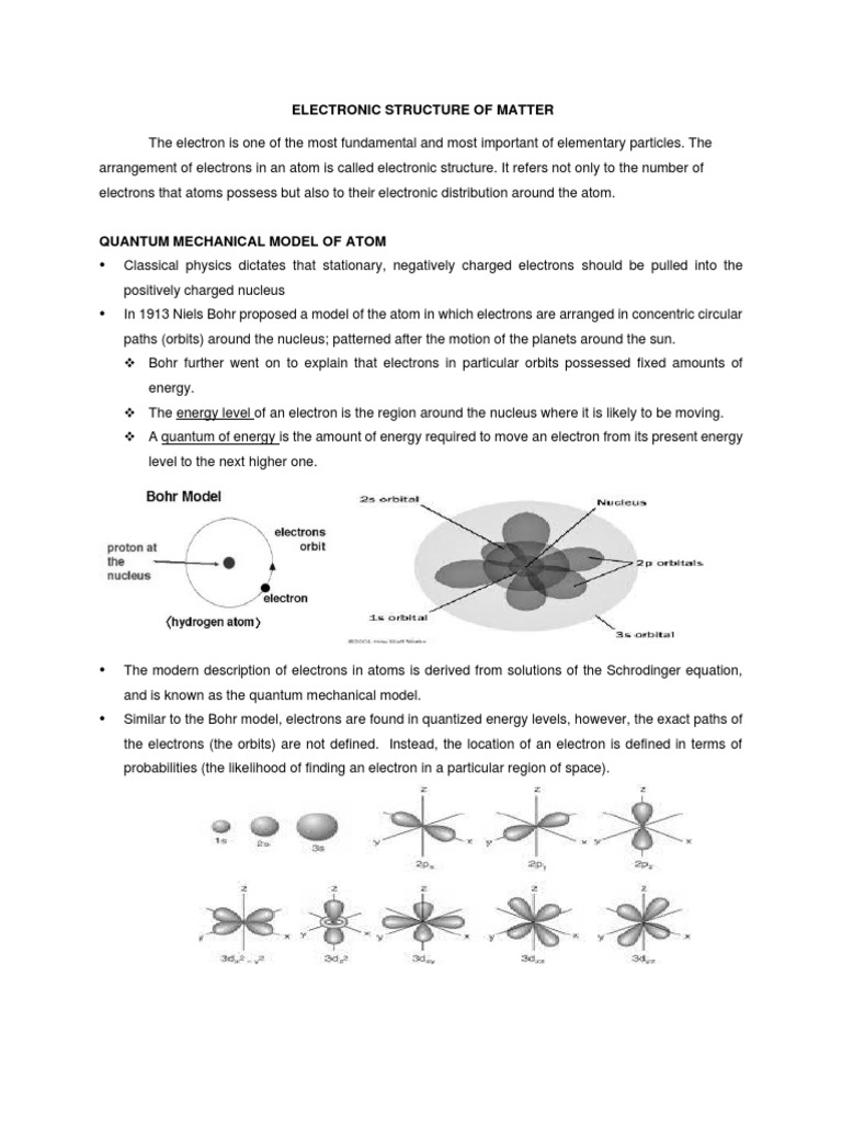 Electronic Structure of Matter | PDF | Atomic Orbital | Electron