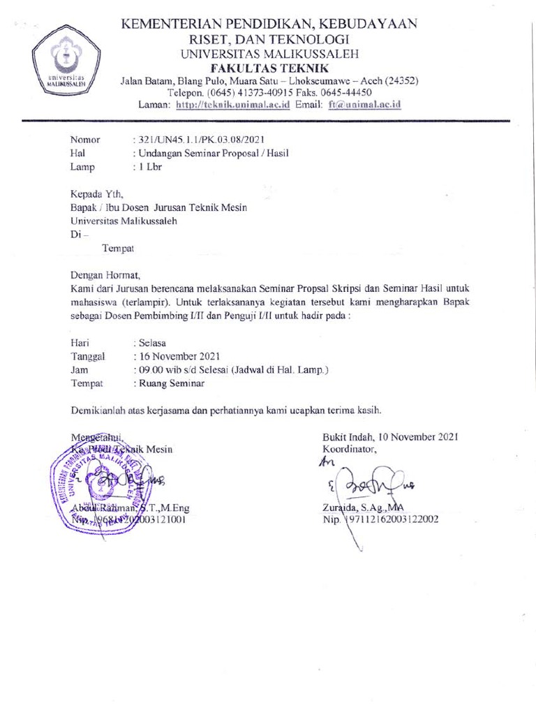 Undangan Seminar Proposal | PDF