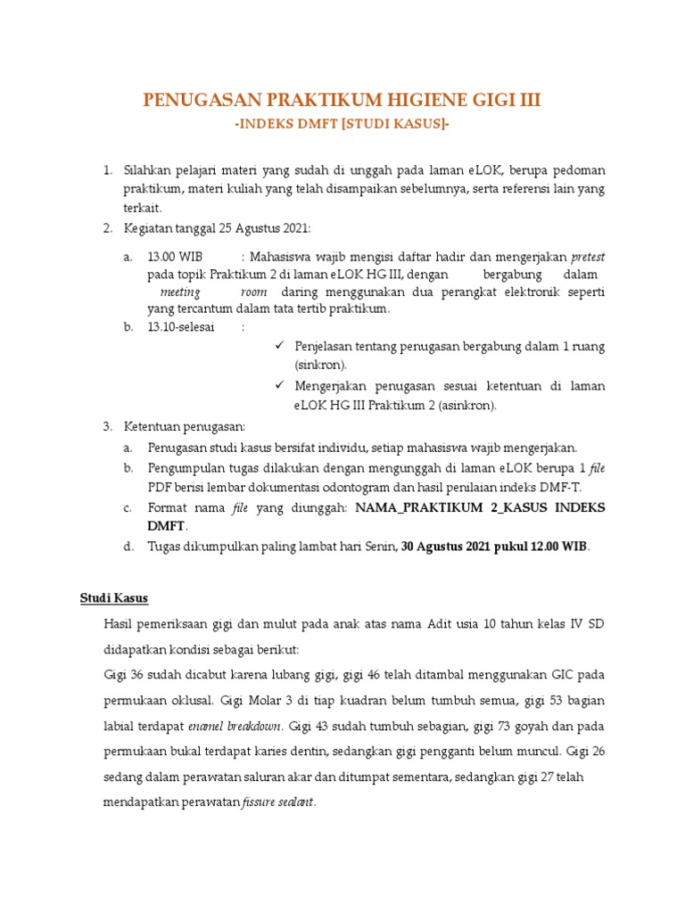 Intan Putri Yudanti - Praktikum 2 - Kasus Indeks DMFT | PDF