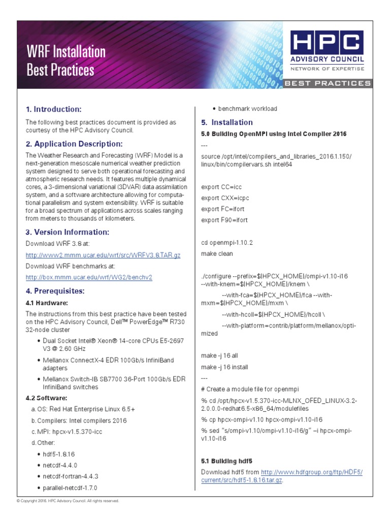 WRF v3.8 Installation Best Practices | PDF | Supercomputer | Computing