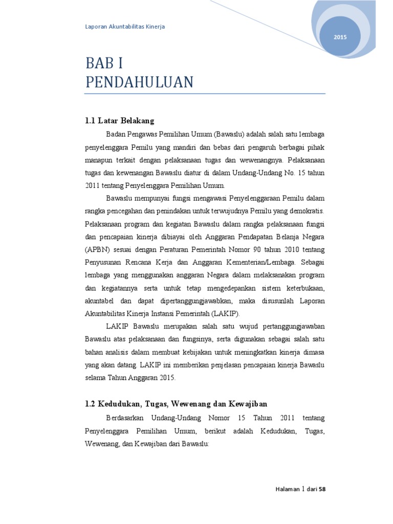 Lakip Bawaslu Ri 2015 | PDF