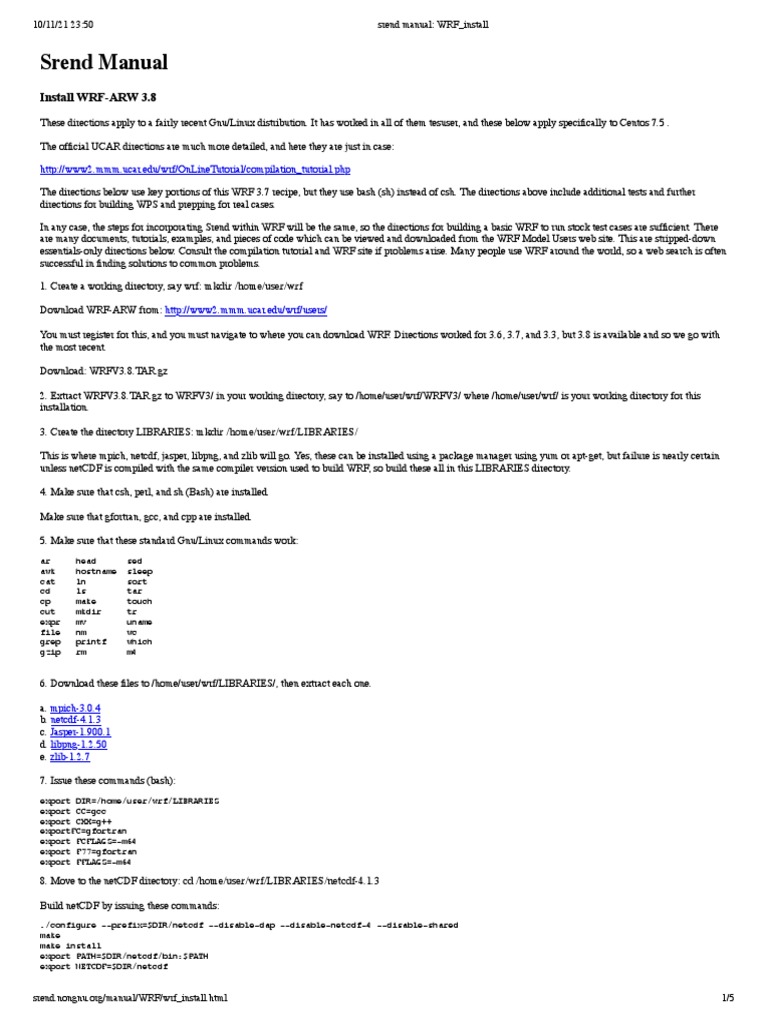 Srend Manual WRF Install | PDF | Computing | Software
