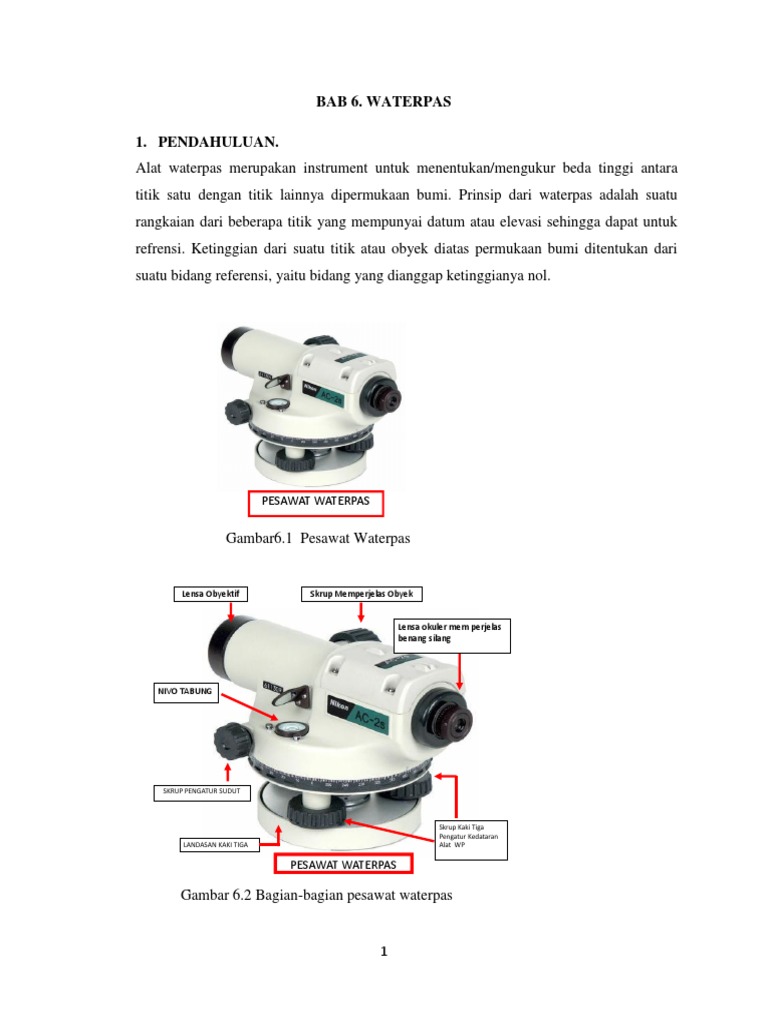 Materi Lab Pp1-20 Bab 6 Waterpas | PDF