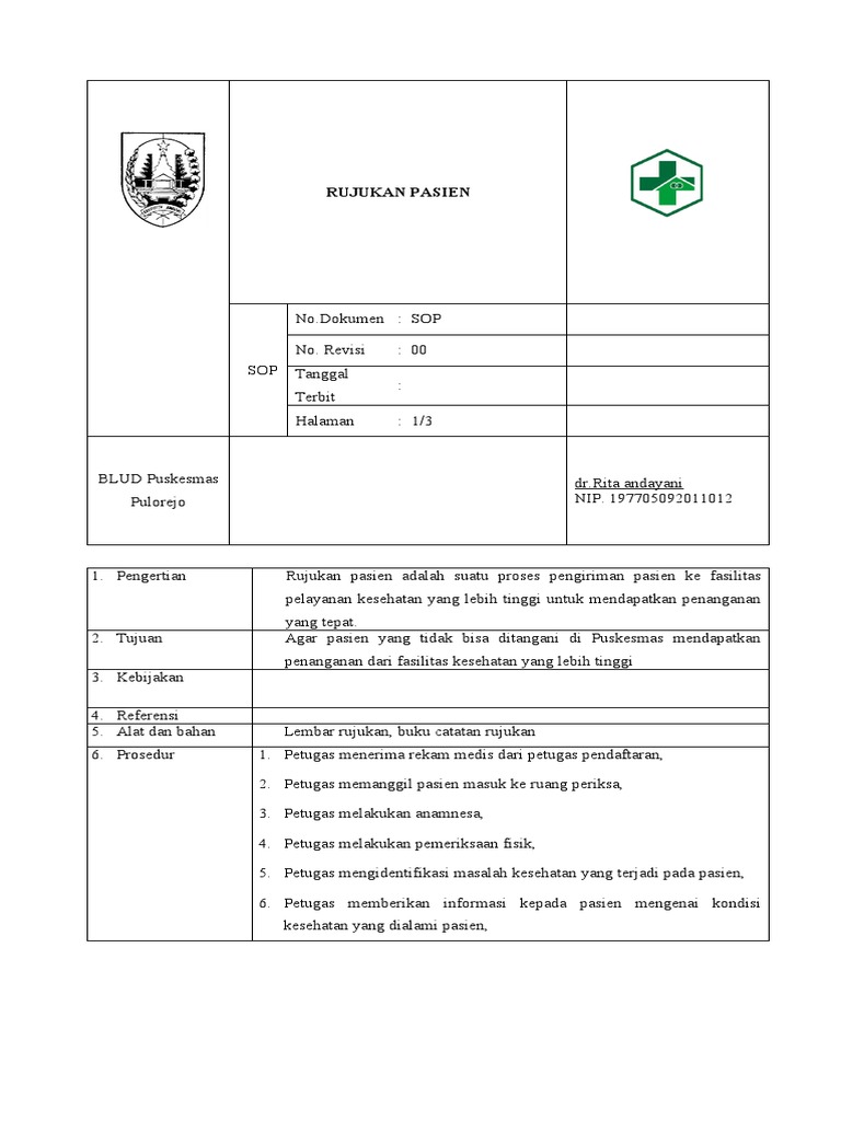 Sop RUJUKAN PASIEN | PDF | Pengembangan Diri | Sains & Matematika