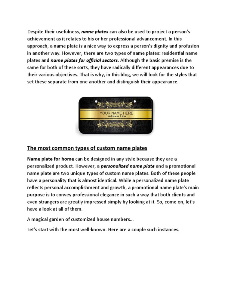 The Most Common Types of Custom Name Plates | PDF