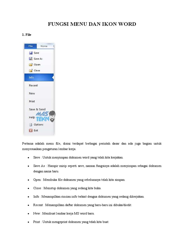 Ikon dan Fungsi Menu Microsoft Word | PDF | Komputer