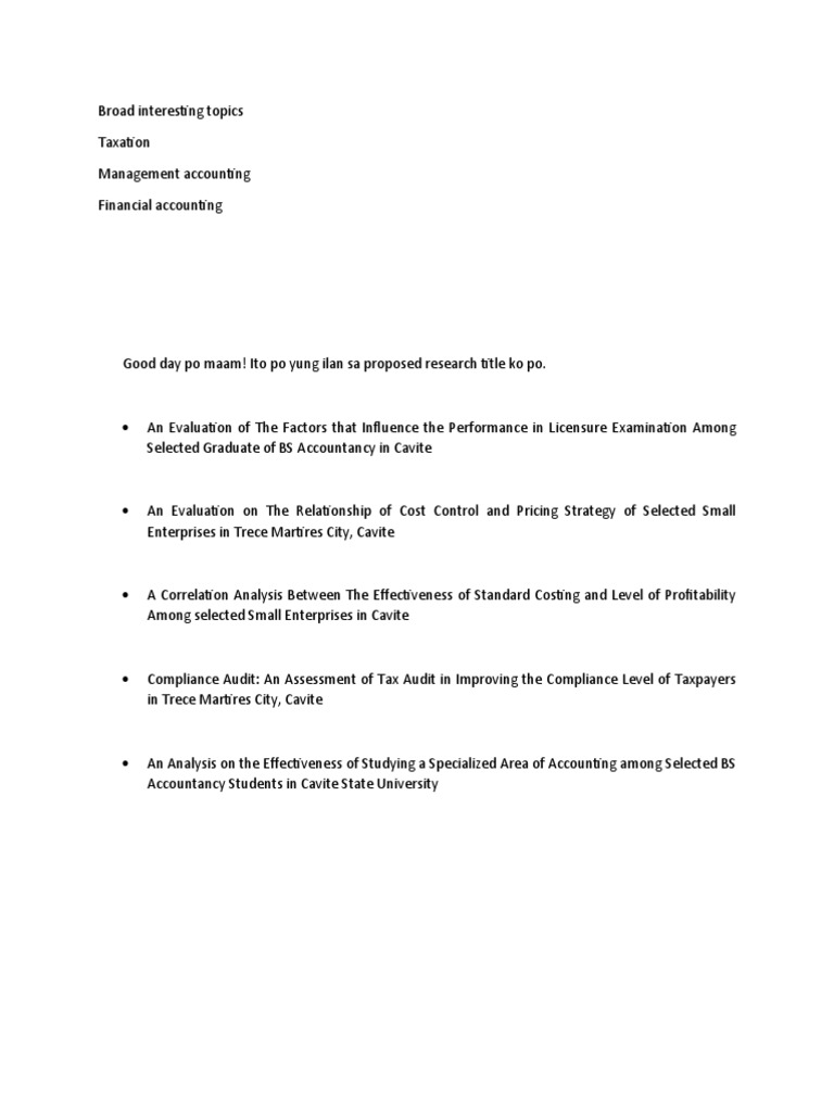 Research Title Proposal | PDF