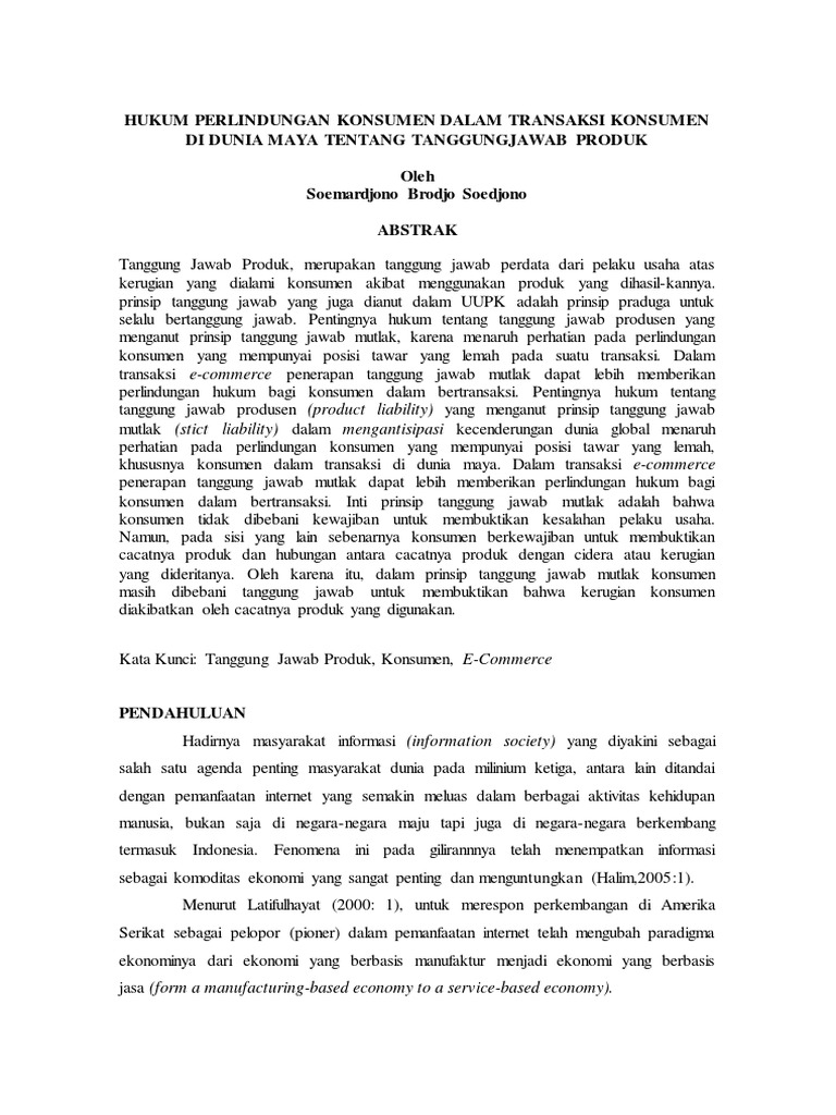 Hukum Perlindungan Konsumen Dalam Transa | PDF | Pengelolaan Keuangan ...