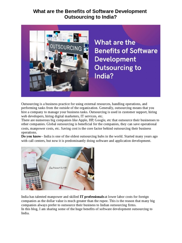 What Are The Benefits of Software Development Outsourcing To India ...