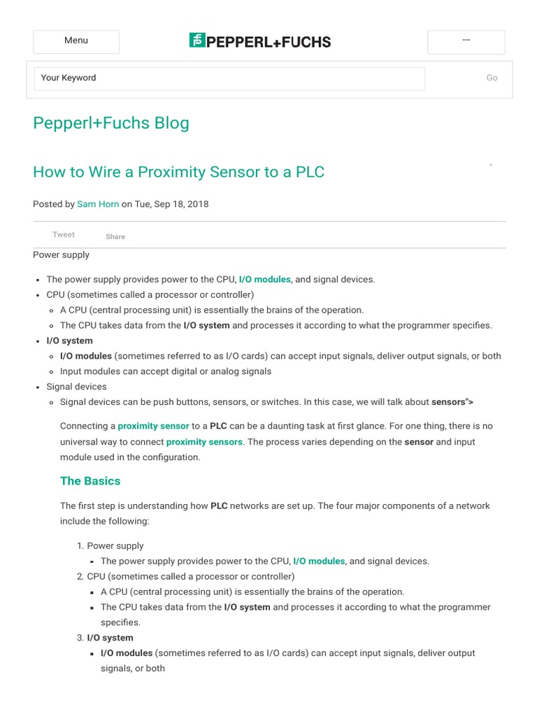 How To Wire A Proximity Sensor To A PLC | PDF | Bipolar Junction ...