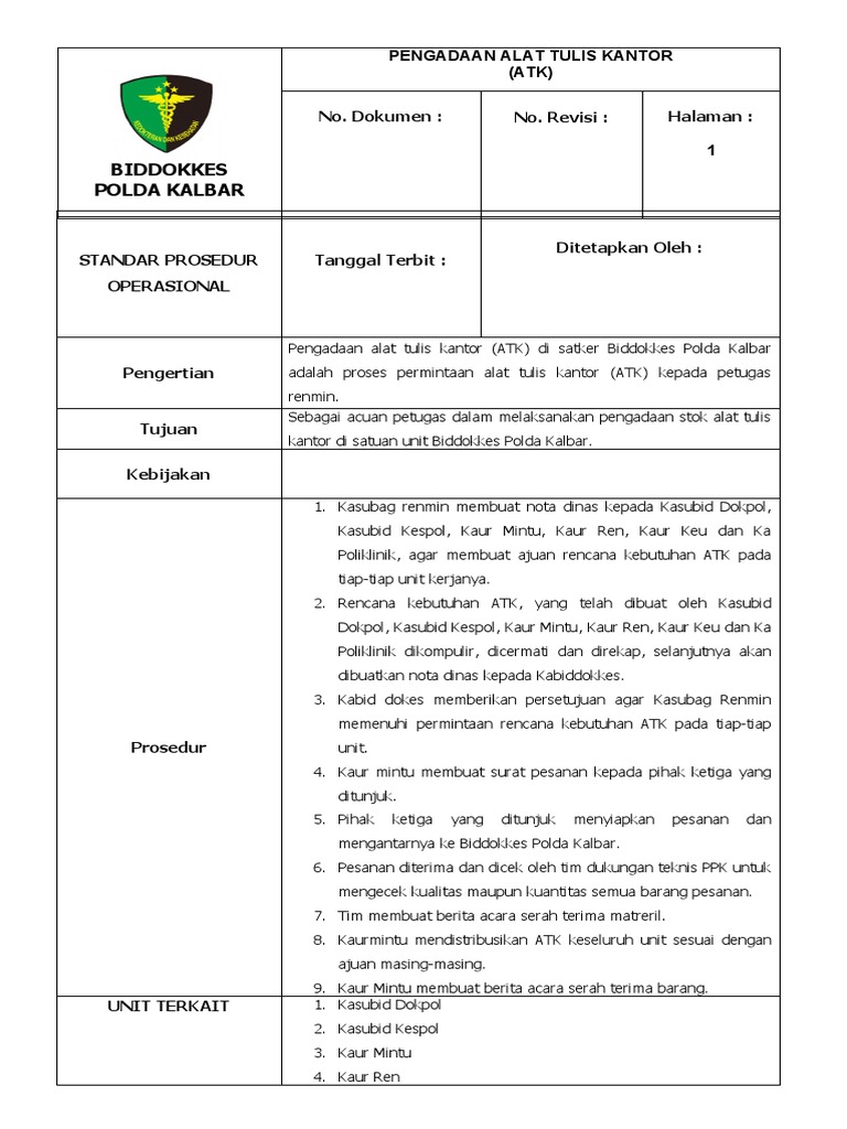 Sop Pengadaan Atk-1 | PDF